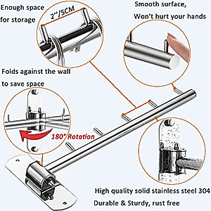 Clothes Hanger Rack Swing Arm, Folding Clothes Hanger Wall Mounted Space Saving Drying Rack, Stainless Steel 304 Laundry Room Valet Hook Holder, Foldable Hanging Hook Rod (Silver)