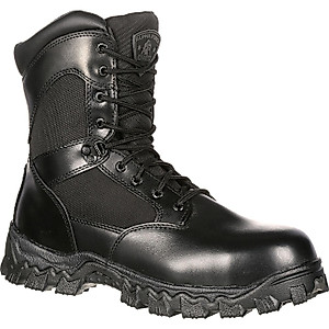 ROCKY Alpha Force Zipper Waterproof Public Service Boot, Black, Size 15(WI)