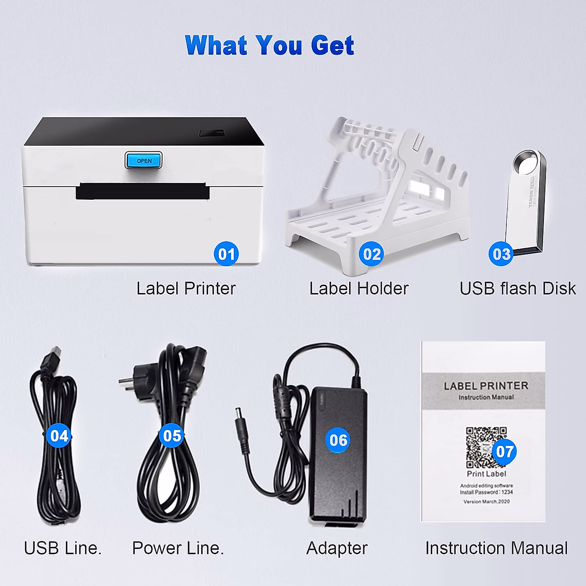 TEROW Printer 9220 Thermal Label Printer 4x6 Shipping Label Printer with 160mm/s High-Speed and Auto Label Detection for Amazon, UPS and Ebay, Support Multiple Systems(with a Label Holder)