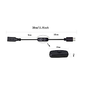 PNGKNYOCN 30cm USB C Male to Female On/Off Switch Cable YOUCHENG for Raspberry Pi 4 (2-Pack)