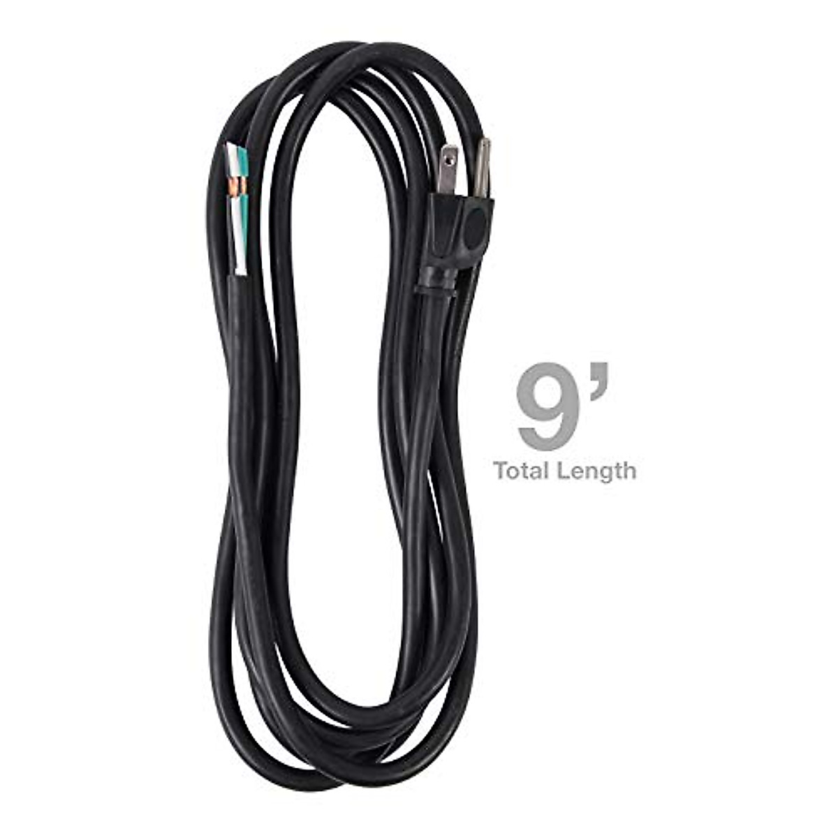 Bergen Industries Inc PS913163 3-Wire Appliance and Power Tool Cord, 9 ft, 16 AWG, 13A/125V AC, 1625w , Black