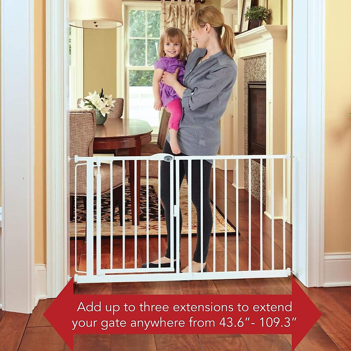 North States 5-Bar Extension for Auto-Close Baby Gate: Add extension for a gate up to 52.75" wide (Adds 14" width, Soft White)