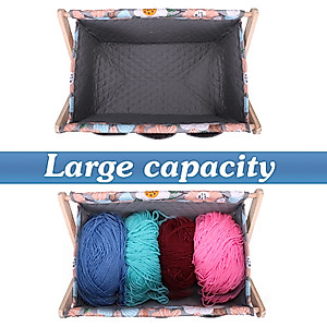 Yarn Caddy Large Size Yarn Storage Organizer for Yarn Skeins-Organizer for Crochet Hooks Knitting Needles Other Accessories (Flower-Blue1)