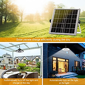 ChunHee Solar Pendant Light Outdoor Indoor, Solar Powered Shed Light with Adjustable Panel,IP65 Waterproof Solar Motion Sensor Lights with Remote Control,for Garden, Garage,Patio,Yard