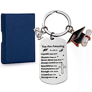 UYY 2024 Graduation Gifts for Her Him Inspirational Graduation Keychain with Jelwery Box for College Middle/High School Graduate Souvenir for Nurse Degree Masters Senior School Student Girls Boys
