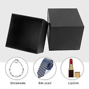 Dasofine Black Gift Boxes, 4" × 4"× 3.8" Square Box with Lid, 6pcs Small Gift Box, Candle Boxes, Gift Boxes for Present