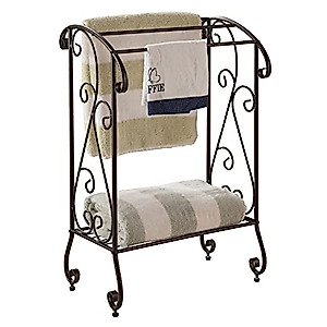 Kings Brand Furniture - Coffee Brown Metal Free Standing Towel Rack Stand with Shelf