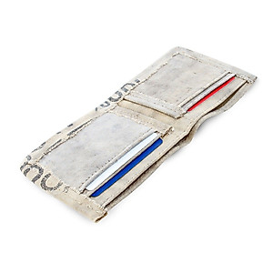 Real Deal Brazil Recycled Tarp Bariri Bi-Fold Wallet, Handcrafted in Brazil.