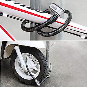 VIGAT Steel Cable Lock Bicycle Lock Anti-Theft Lock, Alloy Steel Lock, 80Cm Long, Suitable for Mountain Bikes, Motorcycles, Electric Cars, Gates