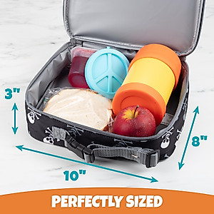 Bentology Lunch Box for Boys- Kids Insulated, Durable Lunchbox Tote Bag Fits Bento Boxes, Containers, Jars & Water Bottles- Reusable School Lunch Sleeve Keeps Food Hotter or Colder Longer-Pirate Skull