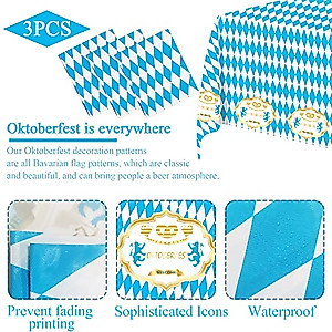UOMNICUE Oktoberfest Tablecloth, 3Pcs Oktoberfest Disposable Table Cloth with Gold Oktoberfest Welcome Print Oktoberfest Waterproof Tablecover Banner for Oktoberfest Party Decorations 108 X 54 Inch