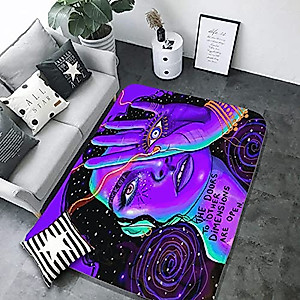 3x5 Ft Super Soft Indoor Modern Area Rug Rugs for Living Room Bedroom Purple Light Cool Girl Hippie Psychedelic 60x39 Inch Rug
