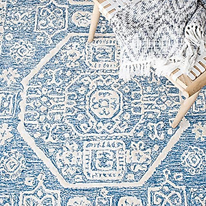 SAFAVIEH Glamour Collection 8' x 11' Navy/Ivory GLM556N Handmade Premium Wool & Viscose Area Rug