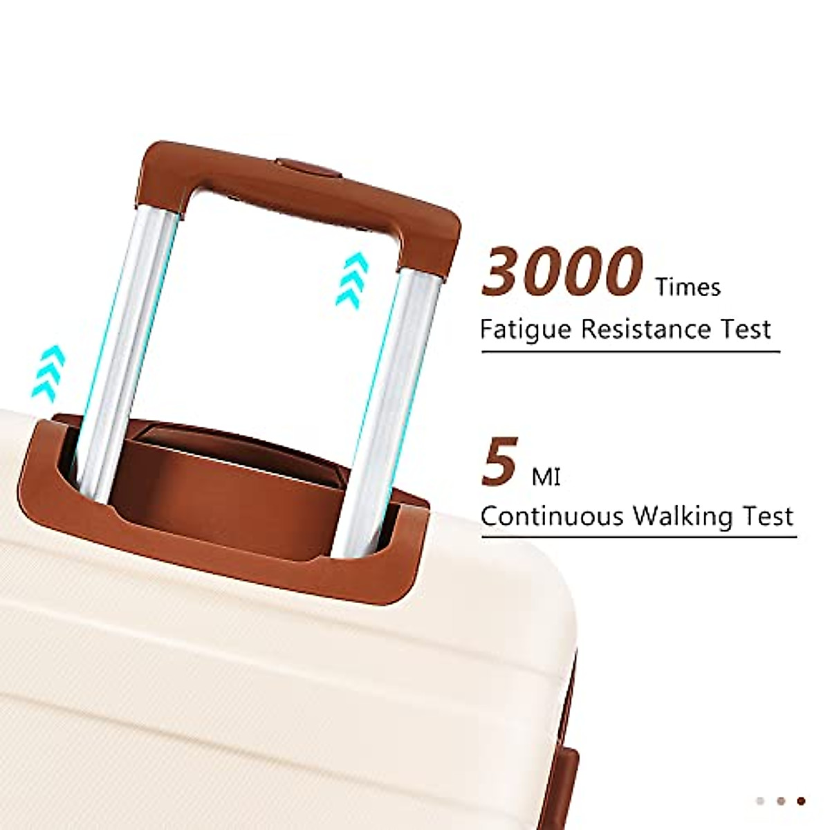 Merax 3 Piece Expandable ABS Hardshell Luggage Sets Spinner Wheel Suitcase TSA Lock Suit Case, Ivory/Brown, 20/24/28 Inch