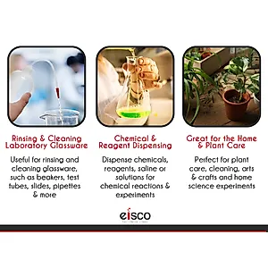 EISCO Labs Multi-Pack Polyethylene Wash Bottles 125ml & 250ml with Delivery Tube, Screw Cap - Durable Lab Dispensing Equipment