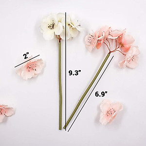 SNAIL GARDEN 24Pcs Artificial Hydrangea, 2 Colors Single Real Touch Hydrangea with Stem-Silk Bouquet with 1 Greeting Card for Wedding Party, Home Office Table Arrangements, Festival Gift(White & Pink)