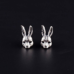 Carol&Allen 925 Sterling Silver Stud Earrings Punk Retro Novelty (Rabbit)