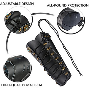 Huntingdoor Archery Arm Guards Leather Arm Guard Adjustable Forearm Guard Protective Gear Gauntlet Cuff Medieval Bracers for Hunting Shooting