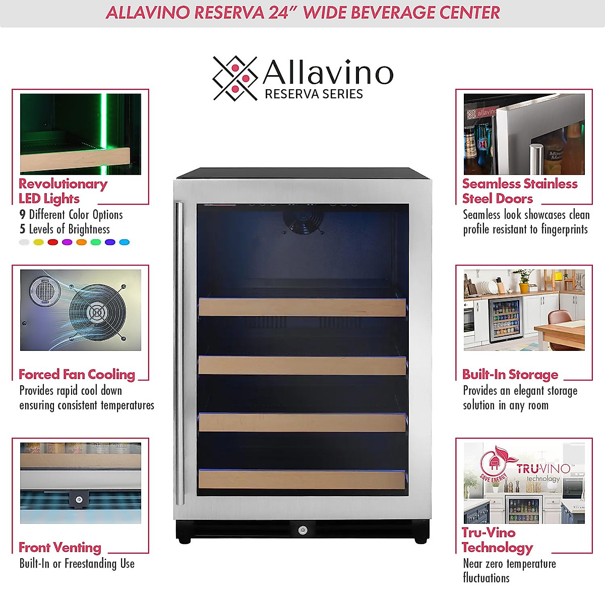 Allavino VSBC24L-SSR Beverage Center, Stainless Steel