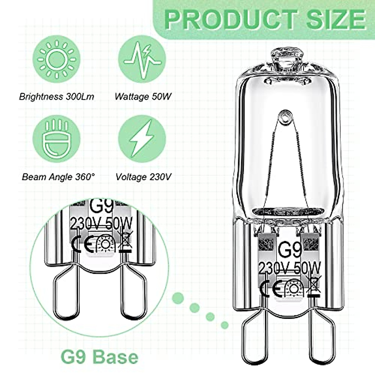 12 Pcs Mini Halogen Bulb Reptile Light G9 Uvb Bulbs Lamp Basking and Night Time Bulb Halogen Bulbs Beads Heat Lamp for Reptiles (50 Watts)