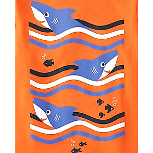 The Children's Place Baby Boys' and Toddler Animal Short Sleeve Graphic T-Shirts,Multipacks, Shark/Crocodile/Tiger/Tucan 4-Pack, 5T