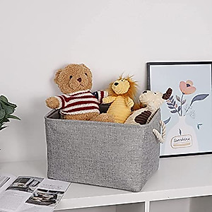 Bidtakay Baskets Set Fabric Storage Bins-Grey Bundled Baskets of 3 Medium Baskets 15" X 11" X 9.5" + 6 Small Baskets 11.8" X 7.8" X 5" for Shelves, Organizing