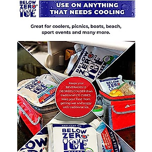 Below Zero Jumbo Reusable Ice Packs for Large Coolers and Lunch Bags – Patent Pending - Colder and Longer Lasting Technology, Up to 48 Hour Cooling Ice Gel Pack. Add Water and Freeze - 4PK XL 14”x10”