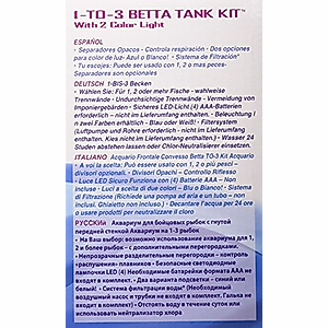 PENN-PLAX Deluxe Triple Betta Bow Tank Kit – Safely Divided Compartments – White and Blue LED Display Lights – Includes Under Gravel Filter & Plastic Plants – 0.7 Gallon in Blue