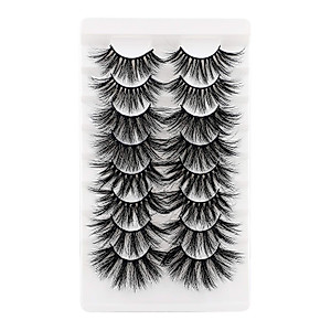 Mink Eyelashes 25mm Lashes Pack HeyAlice Fluffy 8 Pairs 4 Styles Mixed Eyelashes Long Strip Thick Volume Fake Lashes