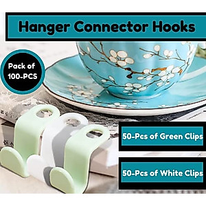 Alnoor USA Clothes Hanger Connector Hooks 100 Pack | Hanger Hooks for Clothes| Organize Your Closet with Space Hooks & Clothes Hook| Portable & Sturdy| Connector Hooks for Hanging Clothes & More