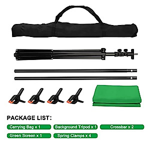 Green Screen Backdrop with Stand Kit, 5.2 X 6.5 FT Chromakey GreenScreen Photography Background with Adjustable T-Shaped Stand & 4 Clamps for Photoshoot Video Streaming Gaming Zoom Online Meeting