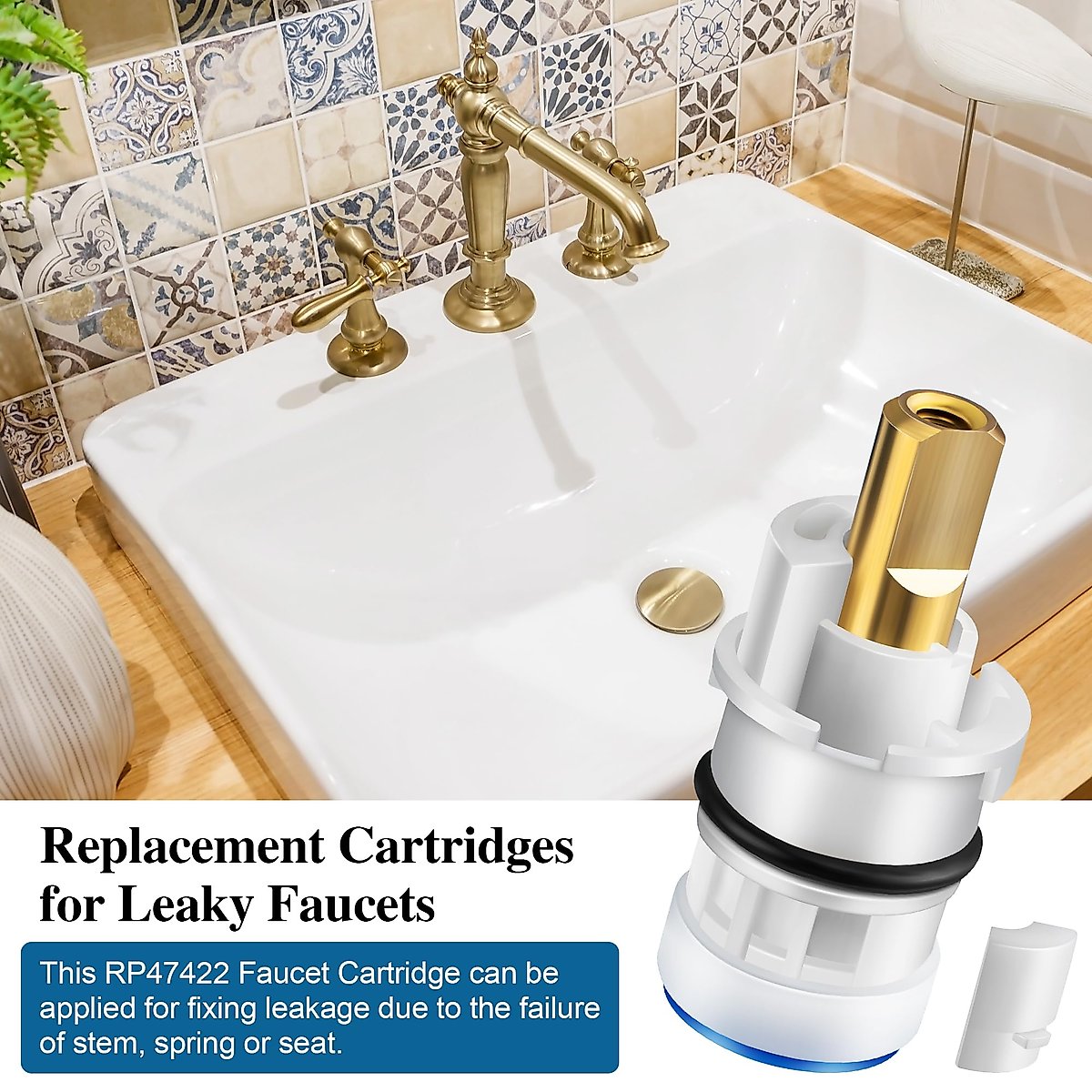 Enhon 2Pack Faucet Cartridge Replacement for RP47422, Faucet Repair Kit Compatible with 2 Handle Victorian Faucets Only, Faucet Stem Replacement Compatible with Delta Two Handle Ceramic Stem Cartridge