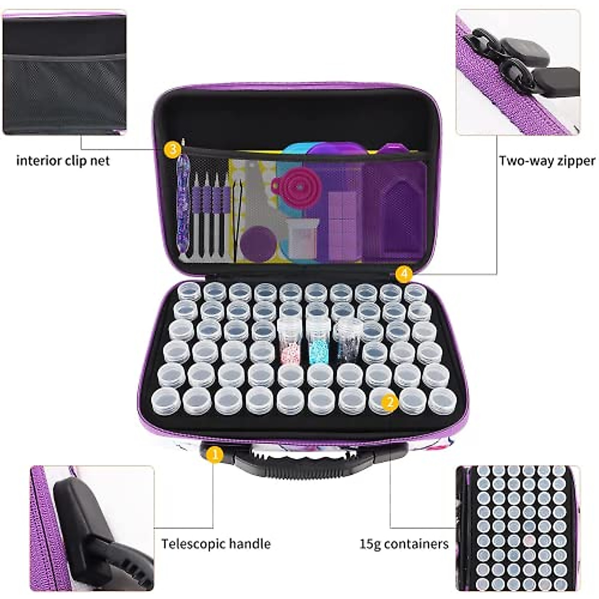 POLRAI Diamond Painting Storage Containers 60 Slot Diamond Storage Case Diamond Painting Accessories, Diamond Art Accessories and Tools for DIY 5D Diamond Art Craft Jewelry Bead Rhinestones Organizer