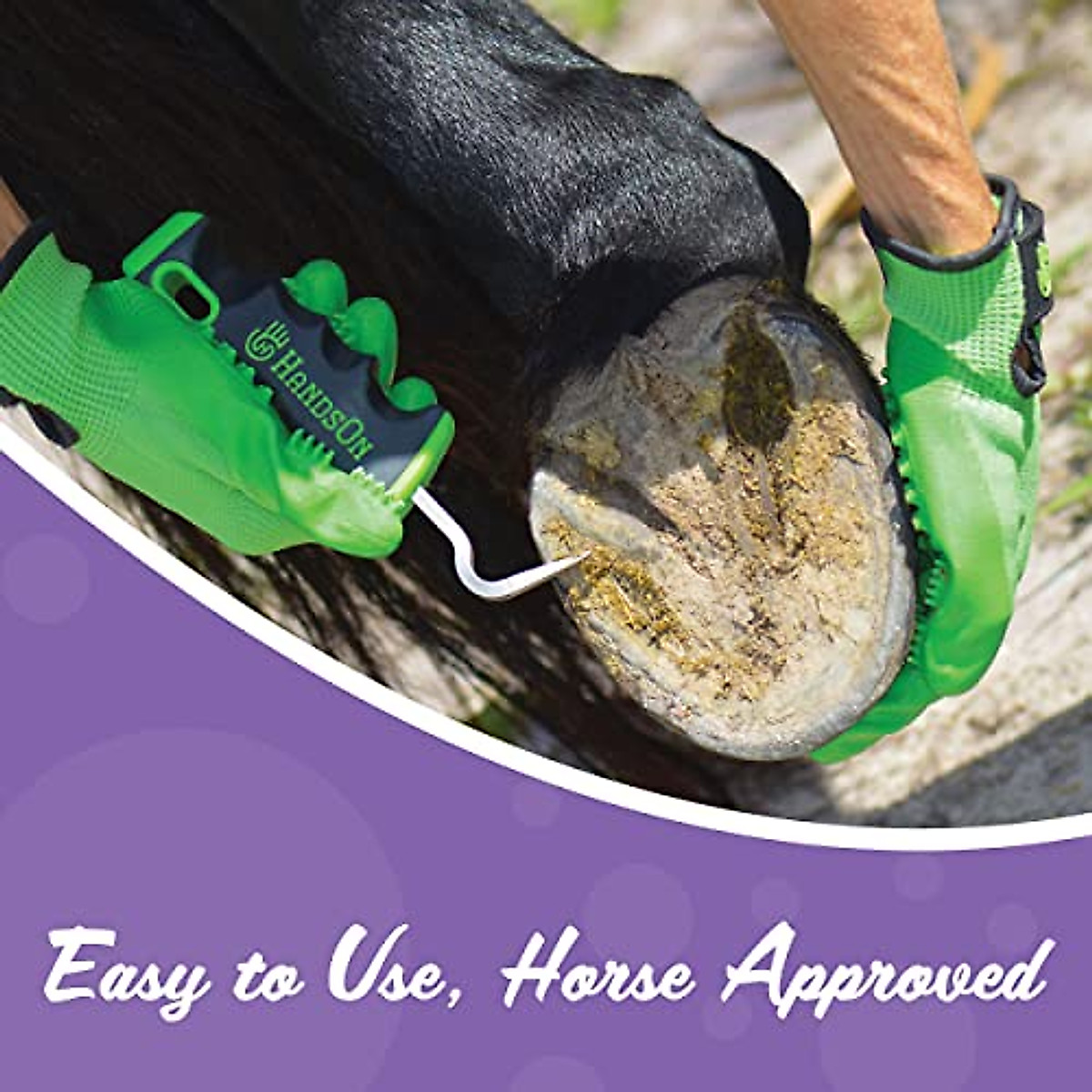 Handson Hoof Pick - Horse Grooming Supplies for Daily Cleaning & Maintenance - Metal Pick w/Hoof Filer for Horses - Ergonomic Grip
