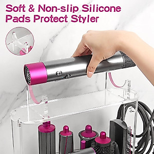 Affogato Storage Holder Compatible with Dyson Airwrap Styler Accessories, Acrylic 6 Holes Countertop Organizer Stand, Desktop Organizer for Storage Long Barrel Attachments for Bathroom