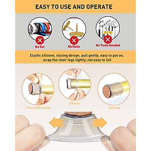 Chair Leg Floor Protectors, Chair Leg Protectors for Hardwood Floors, Chair Leg Covers Felt Bottom Furniture Pads, Chair Leg Caps to Protect Floors from Scratches and Reduce Noise.(16pcs)