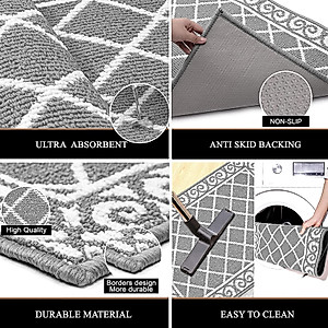 HEBE Indoor Door Mat Runner 20"x59" Non Slip Front Door Welcome Mats Washable Shoe Mats Dirt Trapper for Entryway Low Profile Kitchen Carpet for Entrance Hallways Entrance Mat for Dogs