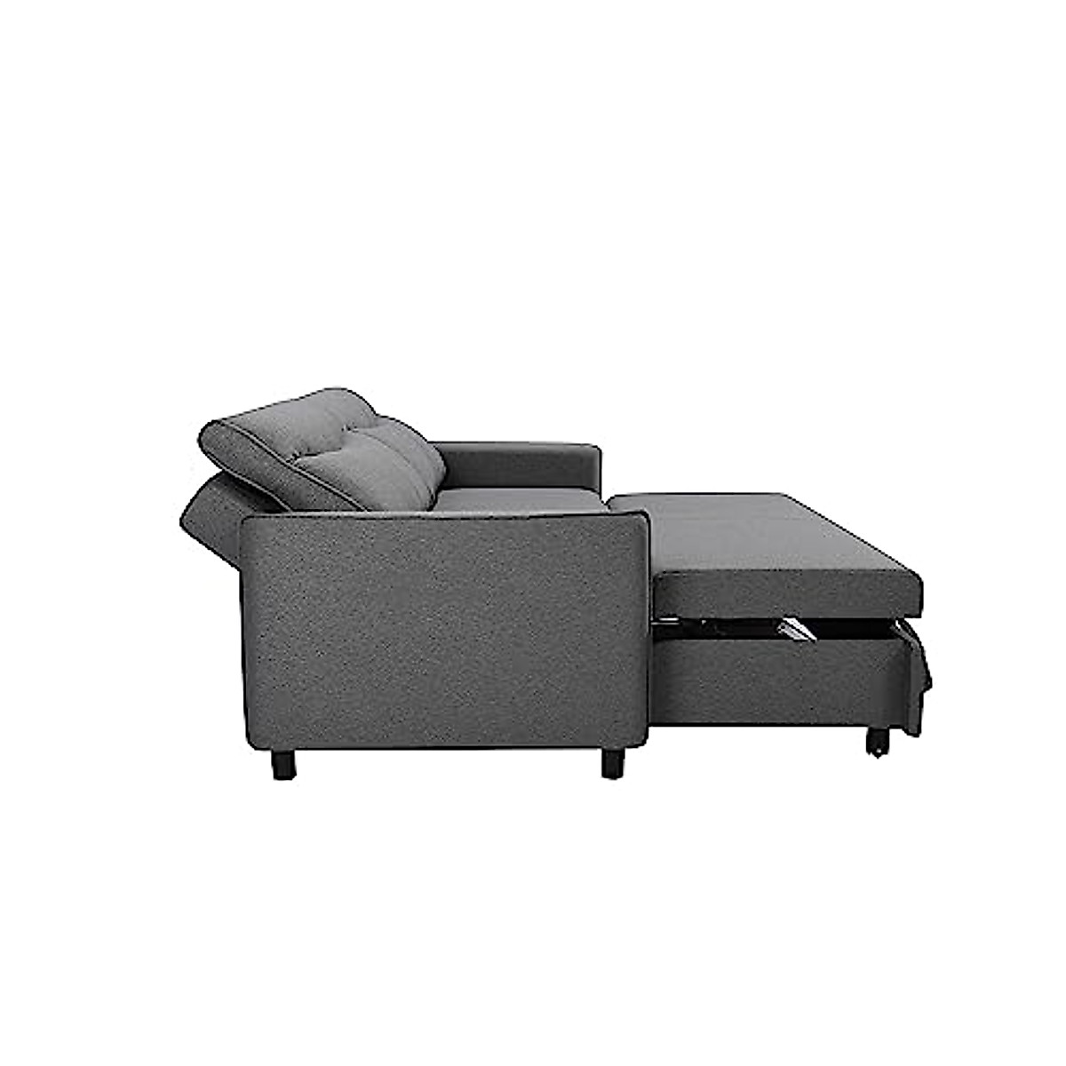 3-In-1 Loveseat Futon Sofa Convertible Queen Size Bed，74.41" Modern Fabric Upholstered Couch w/Pull Out Sofabed, 2 Seater Love Seat Lounge Chaise w/Reclining Backrest, Furniture for Living Room