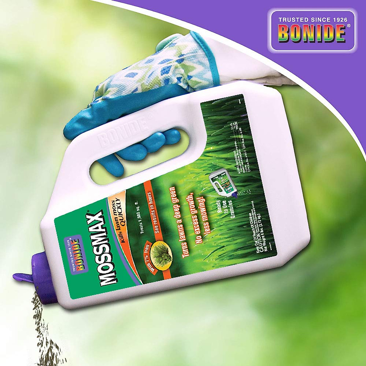 Bonide MossMax, 6 lbs. Ready-to-Use Granules Kill Lawn Moss Quickly at Home, Fast Acting and Effective Formula