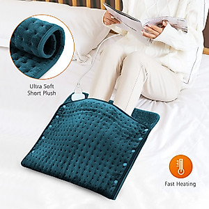 Snailax Heating Pad for Back Pain Relif, FSA HSA Eligible, 6 Temperature Settings & Auto Shut Off,17”x33, Washable Heat Pads for Abdomen,Feet,Back,Cramp, Office,Home(Green)