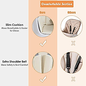 BABY JOY 3 in 1 High Chair, Baby Eat & Grow Convertible Wooden High Chair/Rocking Chair/Booster Seat/Toddler Chair, Infant Dining Chairs w/ Double Removable Tray, 5-Point Seat Belt & PU Cushion, Beige