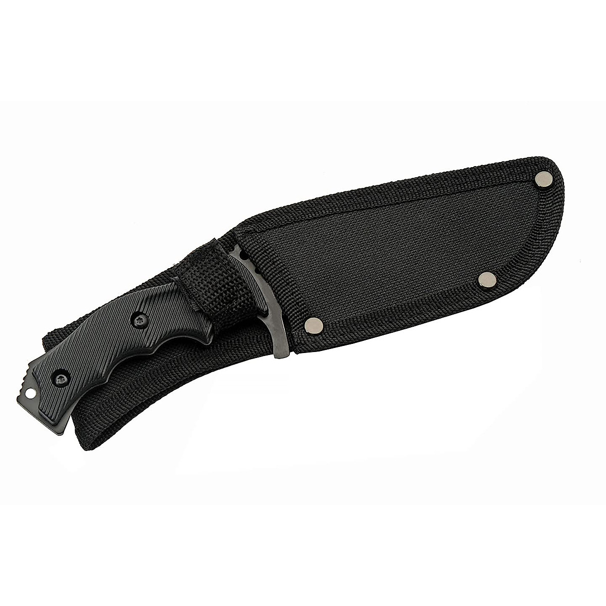 Szco Supplies 8.5” Black Finished Full tang Fixed Blade Saw Back Tracker Survivor Knife With Sheath