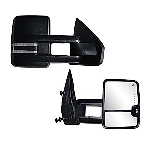 AERDM Towing Mirrors Compatible with Ford F150 2004 2005 2006 2007 2008 2009 2010 2011 2012 2013 14 Power Heated with LED Signal and Puddle Light Tow Mirrors Pair set Pickup Truck Tow Mirrors Pair set