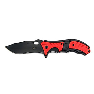 Vulcan Gear Assisted Open Metal Folding Knife (Red) …