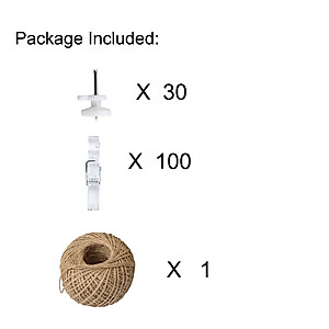 100pcs Photo Clips Mini Clothespins for Photo Wall Hanging Dorm Decor Picture Polaroid Kids Artworks Display with 98ft Twine String & Mini Wall Mount Non-Mark Hooks