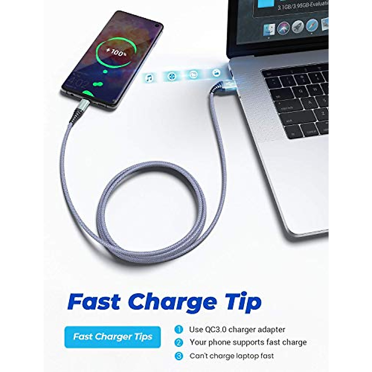 2-Pack Micro USB Cable [6.6ft], Unbreakable Android Micro USB Charging Cable, AINOPE Micro USB Fast Charging Cords for Android Nylon Compatible with Samsung Galaxy S6,J7 Edge Note 5, Kindle