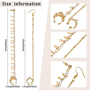 4 Pieces Nose Rings Chain Hoop Chain Fake Nose Ring Chain Non Piercing Nose Rings with Chain Nose to Ear Chain Jewelry Nose Ring Body Jewelry, Gold and Silver