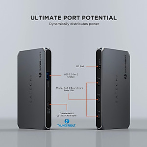 Satechi Thunderbolt 4 Hub 5 in 1, Thunderbolt 4 Dock with 3 Thunderbolt 4 Downstream Ports, 60W PD Charging, Single 8K/ Dual 4K Display, USB-A Data, DC Port for MacBook, Windows