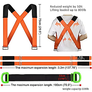 Moving Straps Lifting Kit Moving Strap for 2-Person and Widen Handle Lifting Straps for 1-Person Furniture Moving Straps for House-Moving, Mattress, Appliances, Boxes, Heavy Objects Moving
