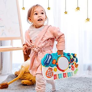 M SANMERSEN Baby Piano Toys 12 to 18 Months - Musical Toy for Toddlers 1 2 3 Years Old Light Up Babies Toy 6-in-1 Keyboard Piano Phone Drum Set Infant Toy Boys Girls First Birthday Gifts